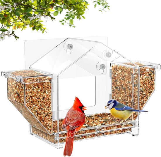 Raam Voederbak voor Vogels - Met Sterke Zuignap en Kleefstrip ...