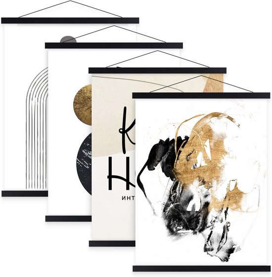 4x Magnetische Houten Poster Quadro Set Zwart voor A1 61x91 cm ...