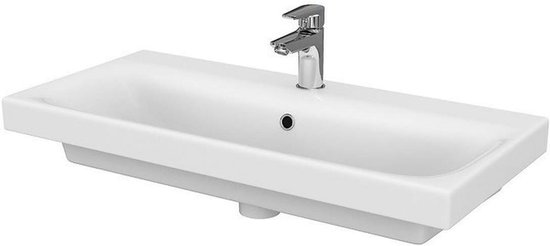 Inbouwwastafel Keramiek 80x45 cm Rechthoekig Wit Wastafelmeubel ...