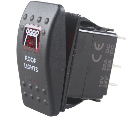 12V 20A Tuimelschakelaar met Rood LED-licht voor Auto en Boot ...