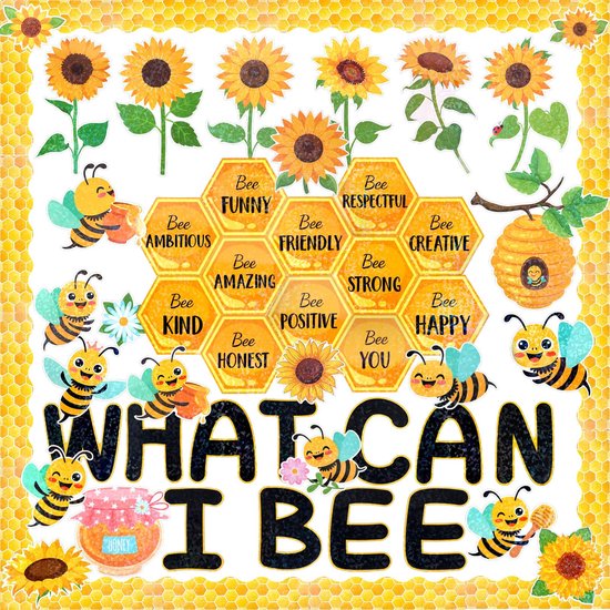 84pcs Spring Bulletin Board Decorations, What Can I Bee Sunflower ...