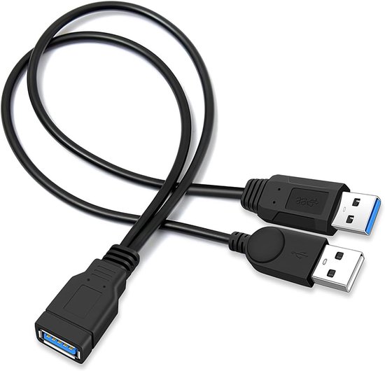 USB 3.0 Y-Splitter Kabel voor Extra Stroom en Data: Dubbele USB A ...