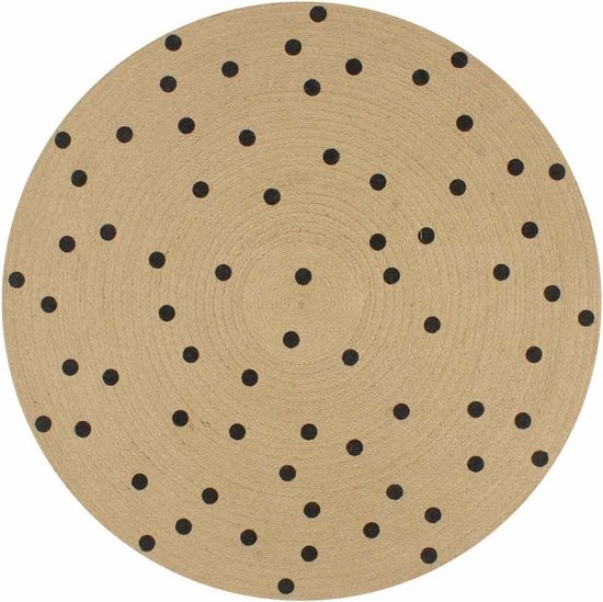 Handgemaakt jute tapijt met stippen- en geometrische prints – 90/120 ...