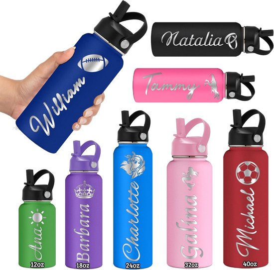 Gegraveerde Waterfles RVS – Personaliseerbaar met Naam – Isolerend ...