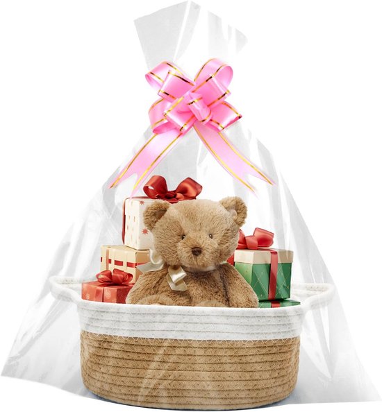 Gevlochten Cadeaumand Leeg met Zakjes en Lint - Presenteermand 30x20x12 ...