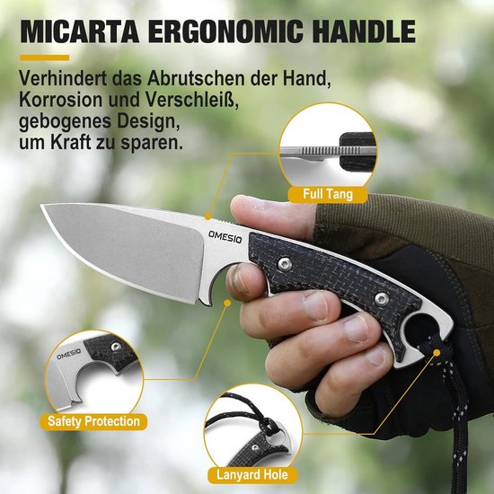 Outdoor Mes Klein D2 Staal Full Tang Survivalmes met Kydex Schede en ...