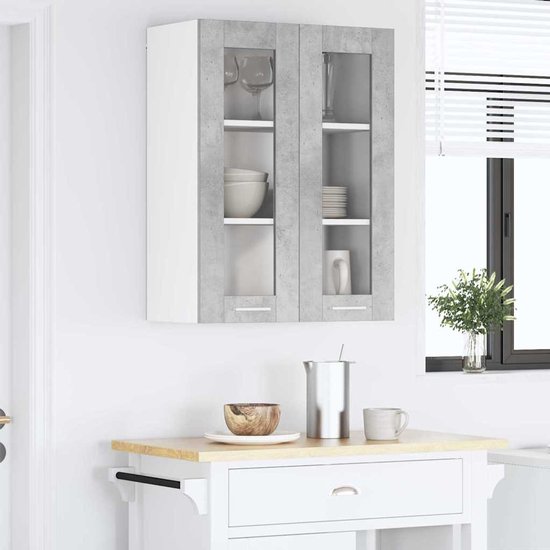 Wandkast | Hangkast | Muurkast | Opbergkast Riga Beton Grijs 60 x 31 x ...
