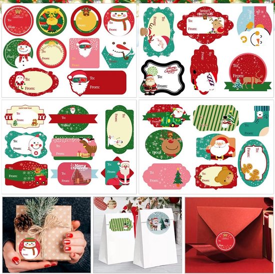 Set van 96 Kerst Cadeau Stickers met 32 Diverse Ontwerpen voor ...