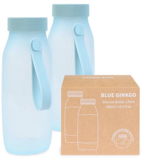 Opvouwbare waterflessen - 2-pack lichtgewicht siliconen flessen voor ...