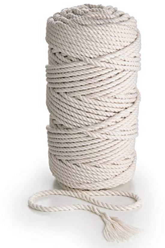 Macrame Touw 6 mm - 135m Natuurlijk Katoen Draad voor DIY Projecten ...