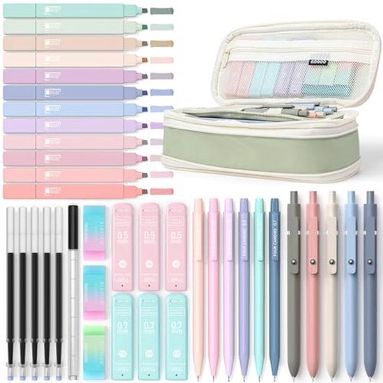 Four Candies 39 Pcs Aesthetic School Supplies with Cute Pencil Case, 12 ...
