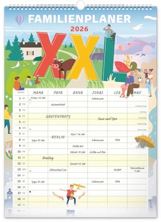 NOTIQUE Wandkalender XXL 2026, maandplanner, te gebruiken als ...