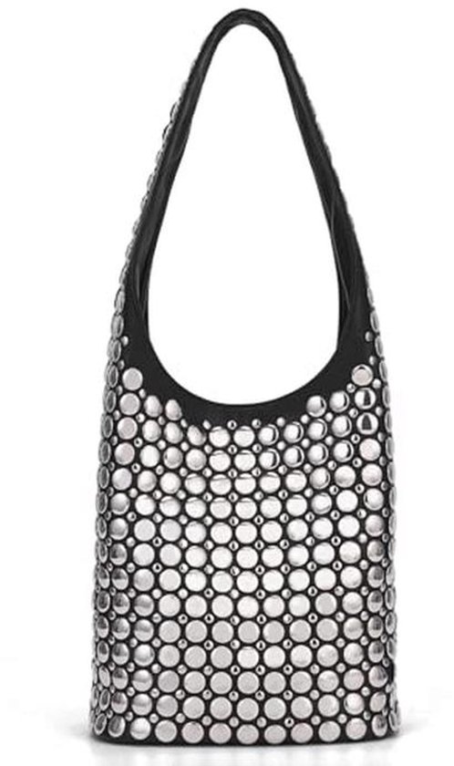 Dames schoudertas met studs – Y2K stijl hobo tas – trendy suède handtas ...