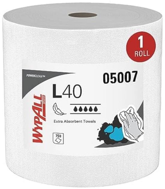 Grote rol absorberende poetsdoeken - 750 vellen, 1-laags, wit | bol