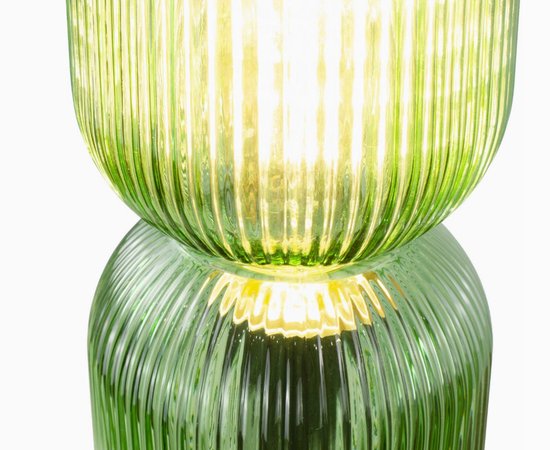Design Tafellamp van Geribbeld Glas – Forest Green – 10 x 10 x 31,5 cm ...