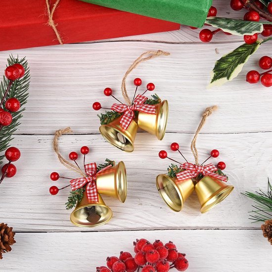PULUZ - 12 Stuks Kerstbel Decoratie - Metallic Rode Kerstballen Met ...