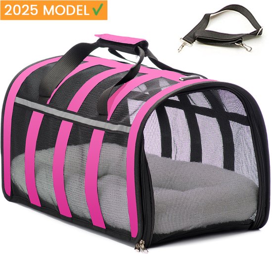 Katten reismand - 47x27x25cm - Reismand kat - Roze - Opvouwbaar met ...