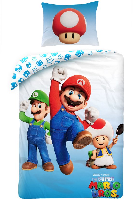 Super Mario Dekbedovertrek Toad - Eenpersoons - 140 x 200 cm ...