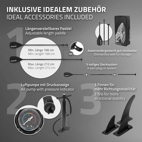 Opblaasbaar Stand-Up Paddleboard 320 cm Complete Set met Peddel Pomptas ...