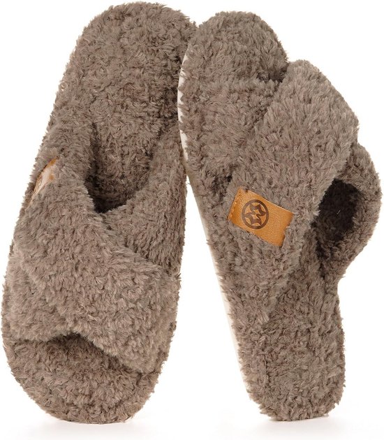Comfortabele Dames Pantoffels met Kruisband - Memory Foam ...