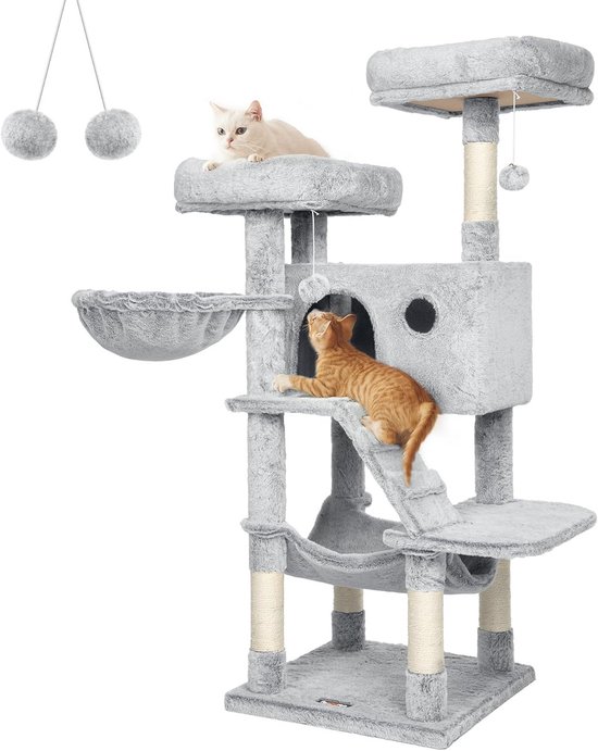 Groot Kat Krabpaal met Zachte Bedekking in Ombre Grijs/Wit voor Grote ...