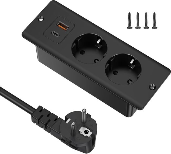 Stellar Inbouwstopcontact - Tafelstopcontact - 1 USB en 1 type C ...