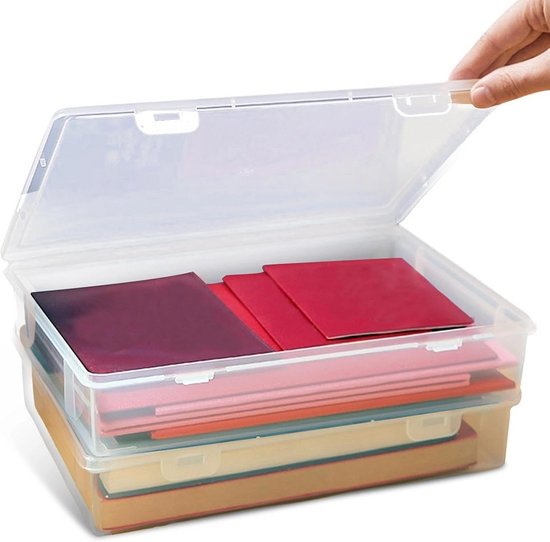 Set van 2 Transparante A4 Opbergdozen met Deksel voor Archivering en ...