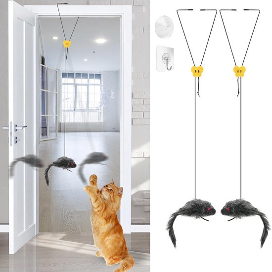 PULUZ 2 Stuk Deur Hangend Katten Speelgoed - Verstelbaar Veren ...