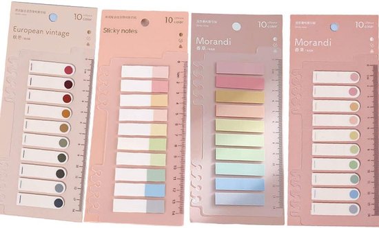 4 Pak Index Tabs met Liniaal, 800 Stuks Kleurrijke Plaklabels voor ...