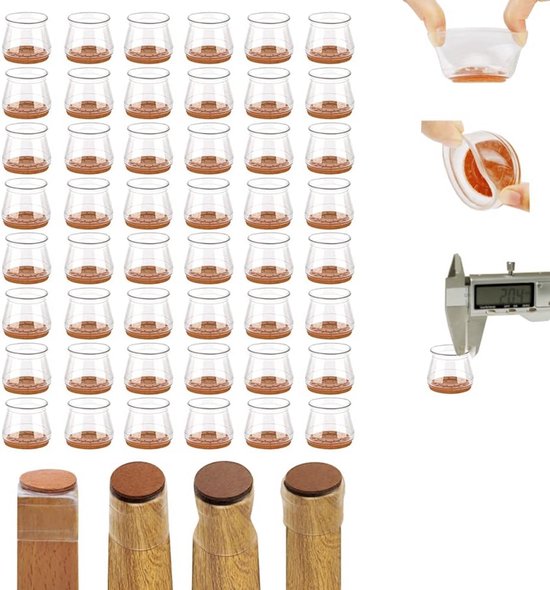 48 Stuks Stoelpoot Doppjes met Vilt Anti-Kras en Geluidsdempend voor ...