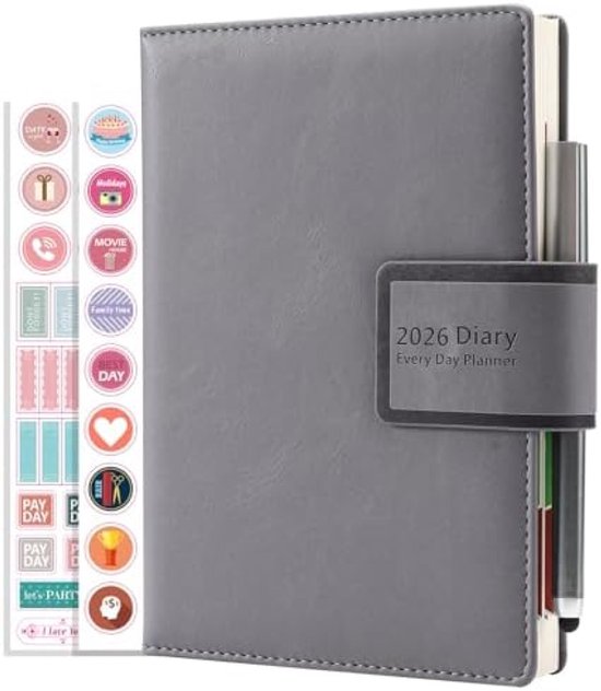 Dagelijkse Planner Agenda 2026 - Hardcover Organizer met Penhouder en ...