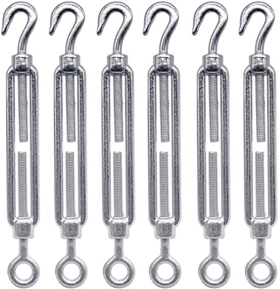 Set van 6 Spanschroeven M8 Draadspanner Haak Oog voor Kabelspanning | bol