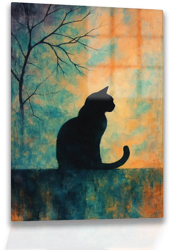 Kat silhouet – acrylglas – plexiglas – Glasschilderij – 80x120 cm | bol