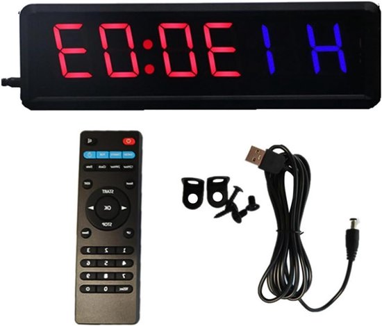 Digitale Led-Wandklok - Interval-Timerklok - Stopwatch - Countdown/up ...