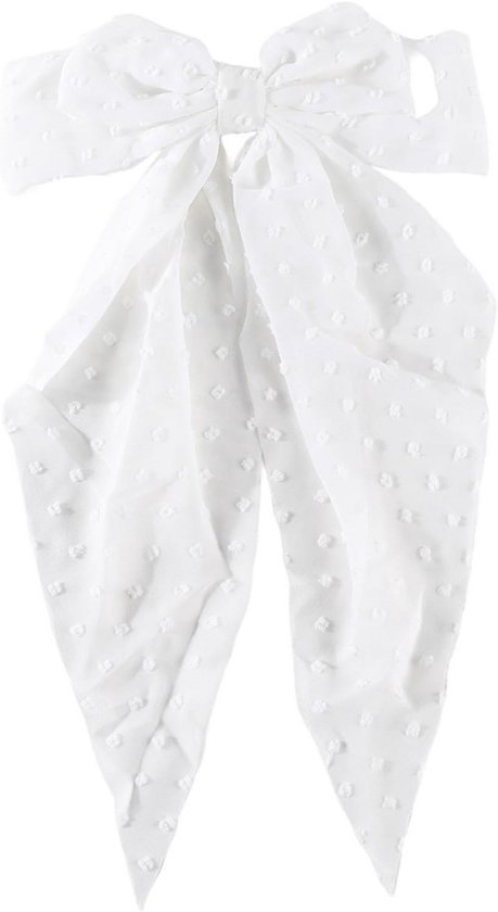 Grote Witte Tule Strik Haarclip - Elegant Gelaagd Haaraccessoire voor ...