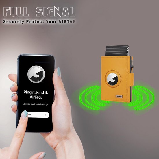 Leren Herenportemonnee met Rfid-beveiliging en AirTag Vak - Ruim | bol