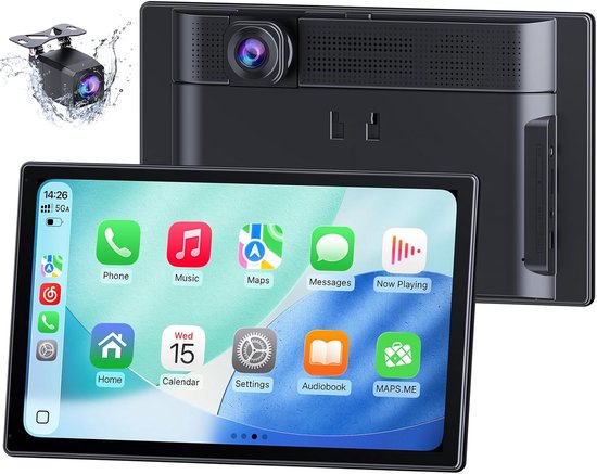 Draagbaar CarPlay en Android Auto Autoscherm 9 Inch IPS HD met 4K ...