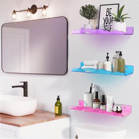 Zwevende Wandplanken Acryl Regenboog - Kinderkamer Boekenplank ...
