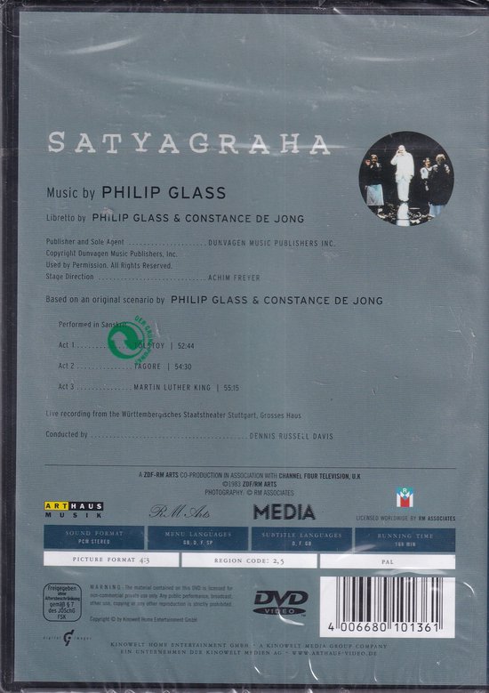 DVD Satyagraha - Philip Glass, Constance de Jong (Dvd), Philip Glass ...