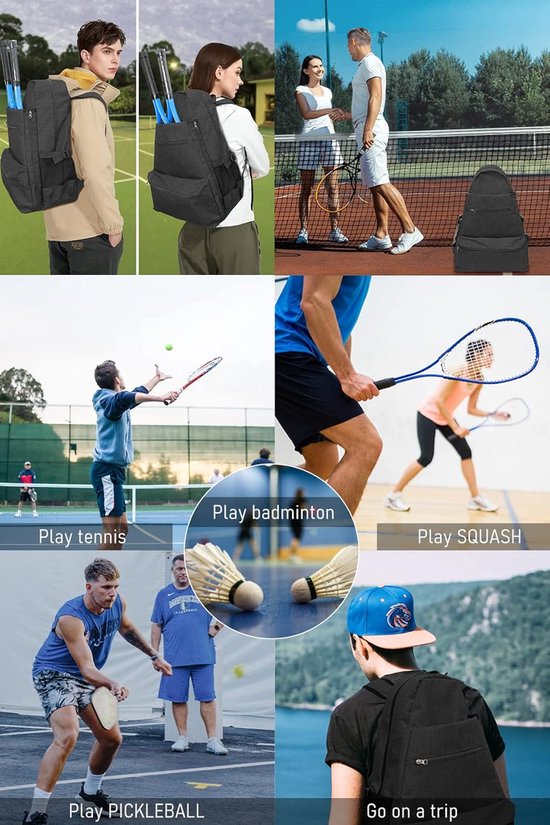 Sportrugzak voor Tennis, Squash, Badminton en Pickleball Rackets en ...
