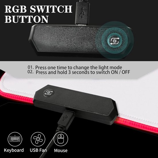 Grote RGB Gaming Muismat XXL - Verlicht Bureau Onderlegger met LED ...
