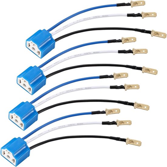 4x Keramische H4 Koplamp Fittingen met Kabelset - 9003 HB2 Adapter voor ...