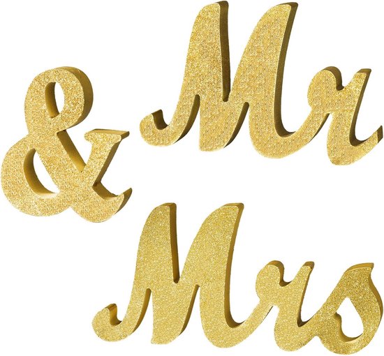 Grote Staande Letters 'Mr & Mrs' Decoratie Goud - Houten Trouw ...