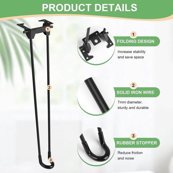 EGoods - Inklapbare tafelpoten 45 cm zwart - Set van 4 stuks ...