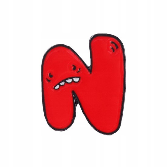 PINETS Letter N Broche - Rood Metaal - Personaliseerbaar | bol