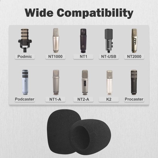 Pop Filter Foam Microfoon Cover - Verminder Ruis voor PodMic, NT1-A, NT ...