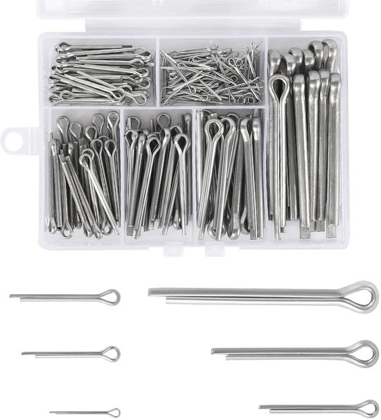 Allecta - Roestvrij stalen splinten set assortiment, 230 stuks in 6 ...