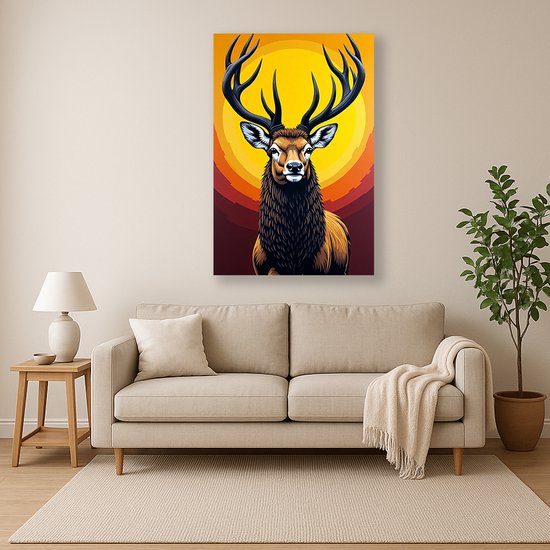 Edelhert - Design aan de muur - Canvas schilderij - 100x150 cm | bol