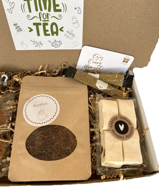 Thee brievenbus cadeau Rooibos - thee - honing - noga - stroopwafels | bol
