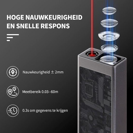 Digitale Laser Afstandsmeter - 60 Meter Bereik - Lasermeter - type-c ...